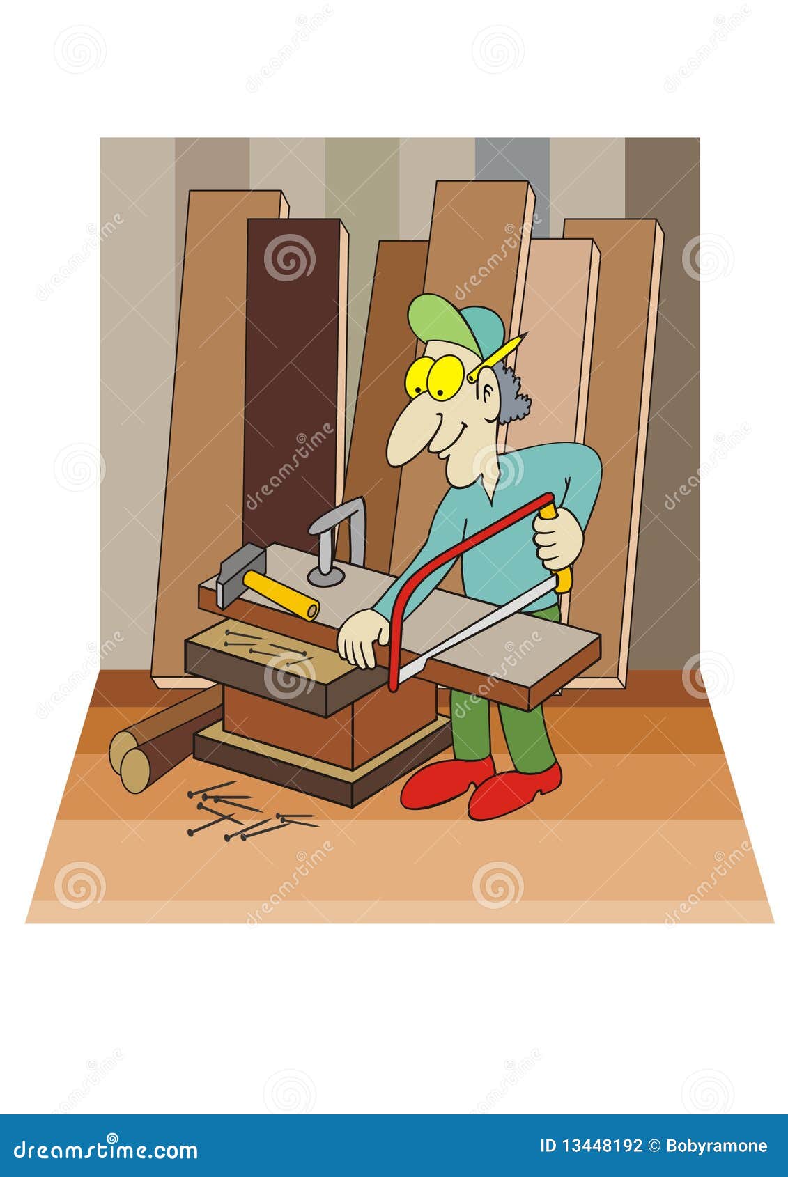 Carpenter stock vector. Illustration of cartoon, workshop - 13448192
