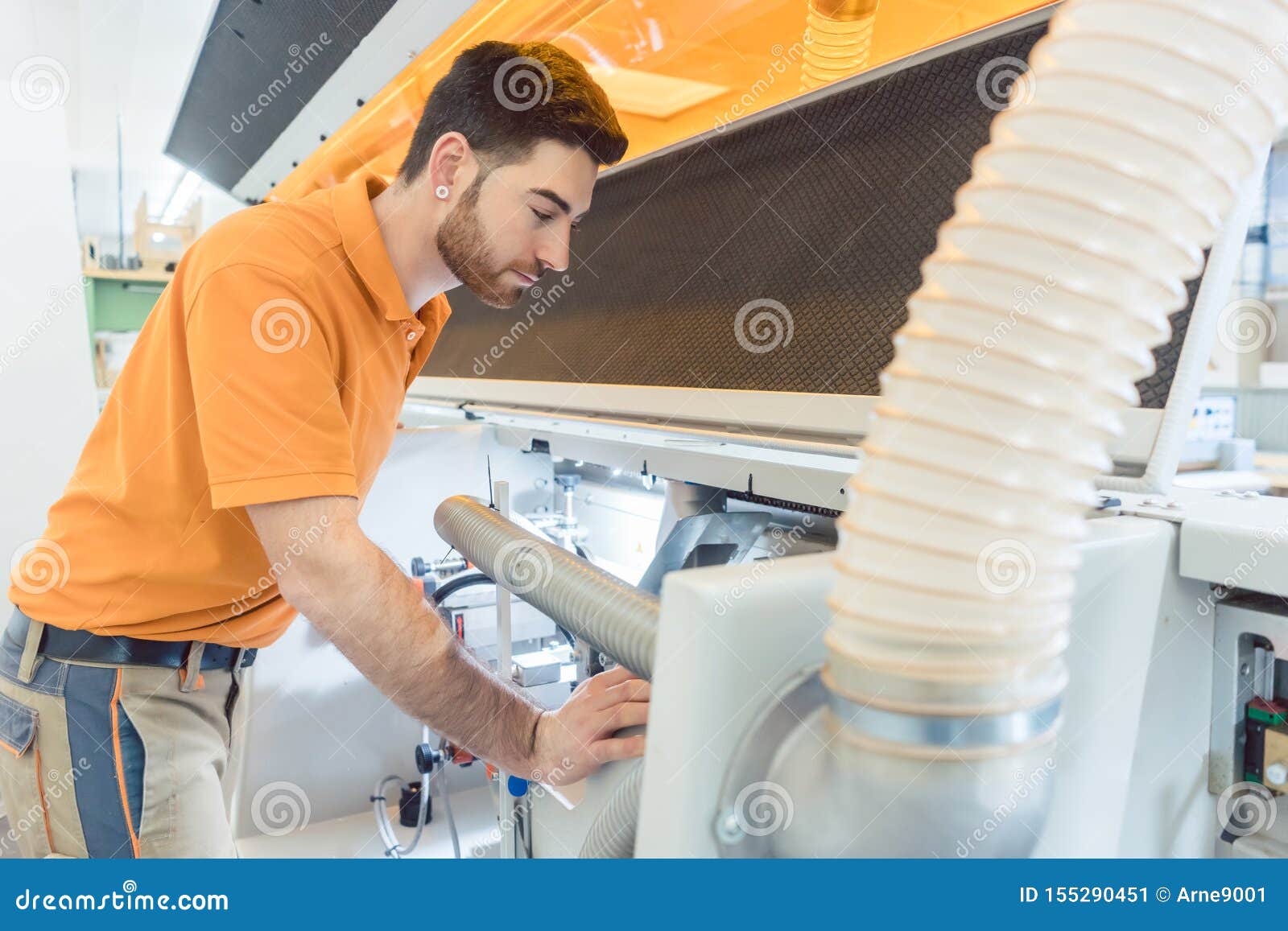 Carpenter Adjusting Machine in His Workshop Stock Image - Image of ...