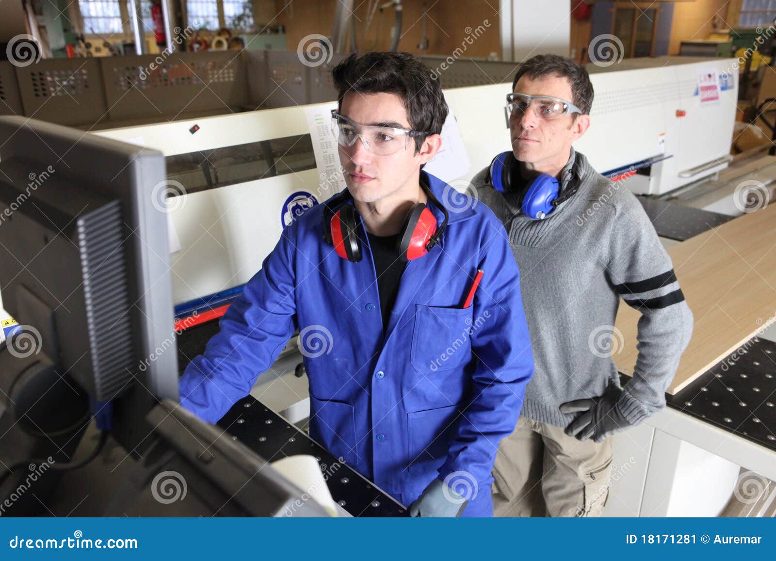 Carpenter and Apprentice in Workshop Stock Image - Image of carpentry ...