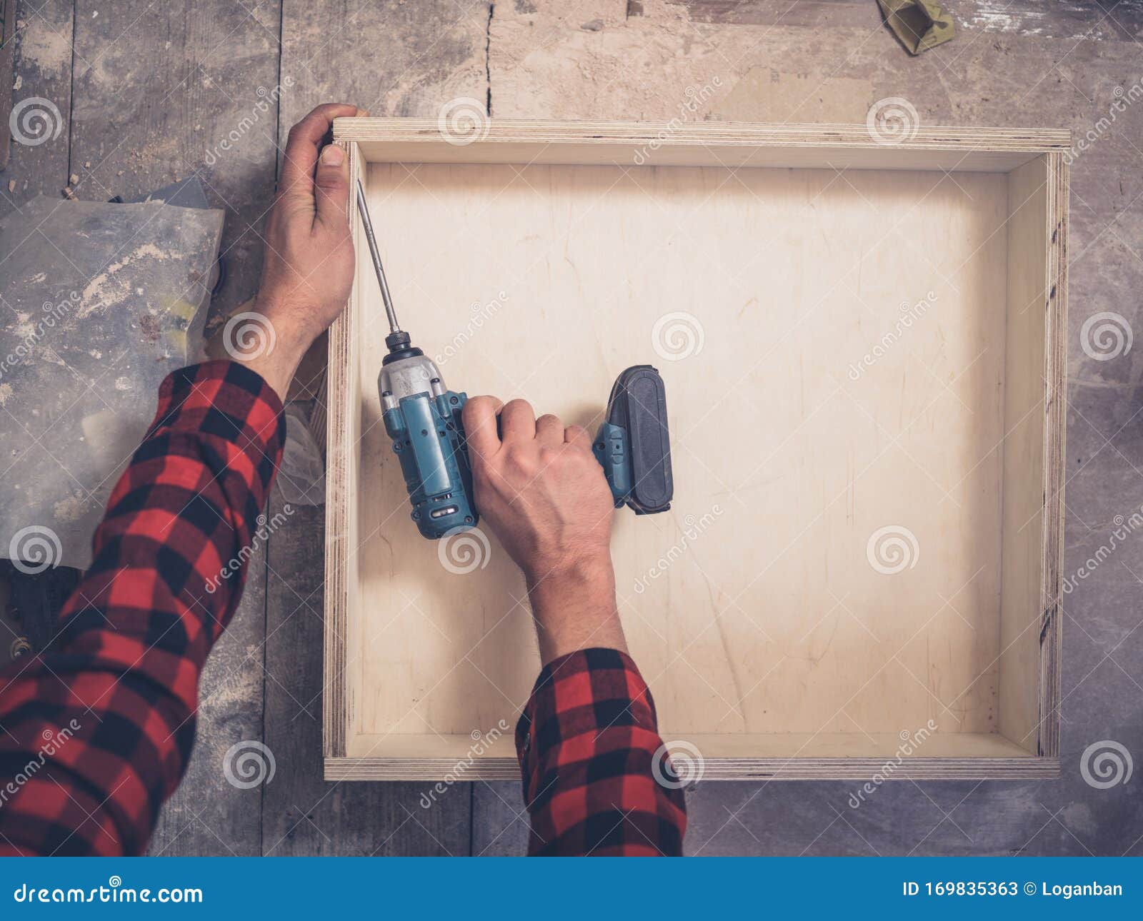Carpenter Building a Drawer Stock Image - Image of impact, repair ...