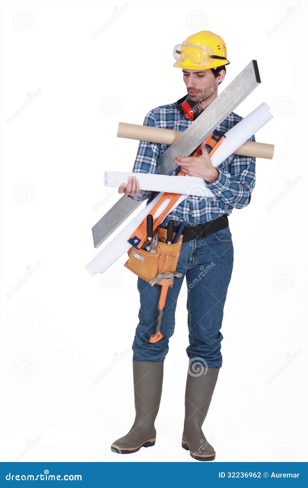 Carpenter Carrying Miscellaneous Tools Stock Photo - Image of ...