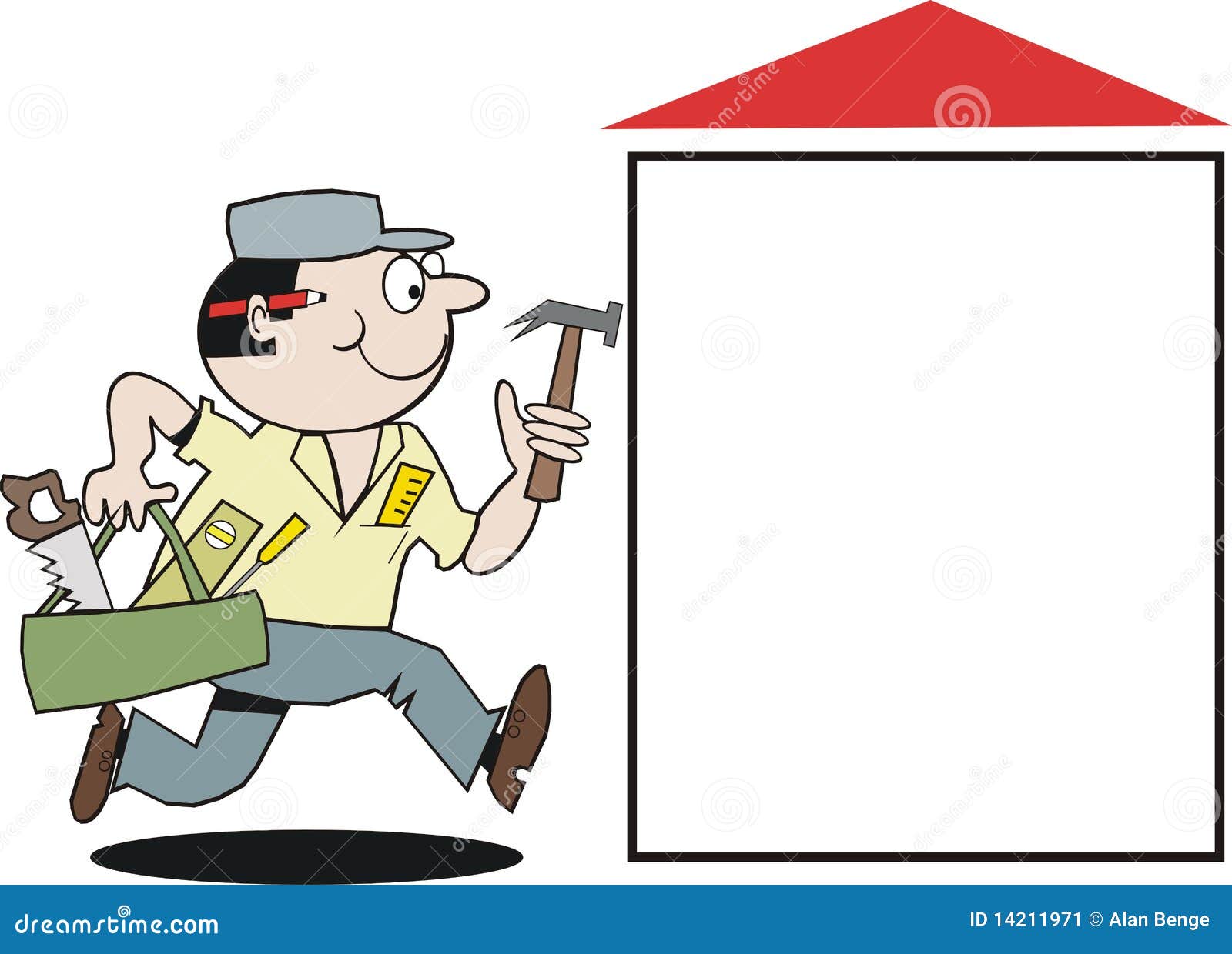 Carpenter Tradesman Carrying Timber Lumber Cartoon Vector ...