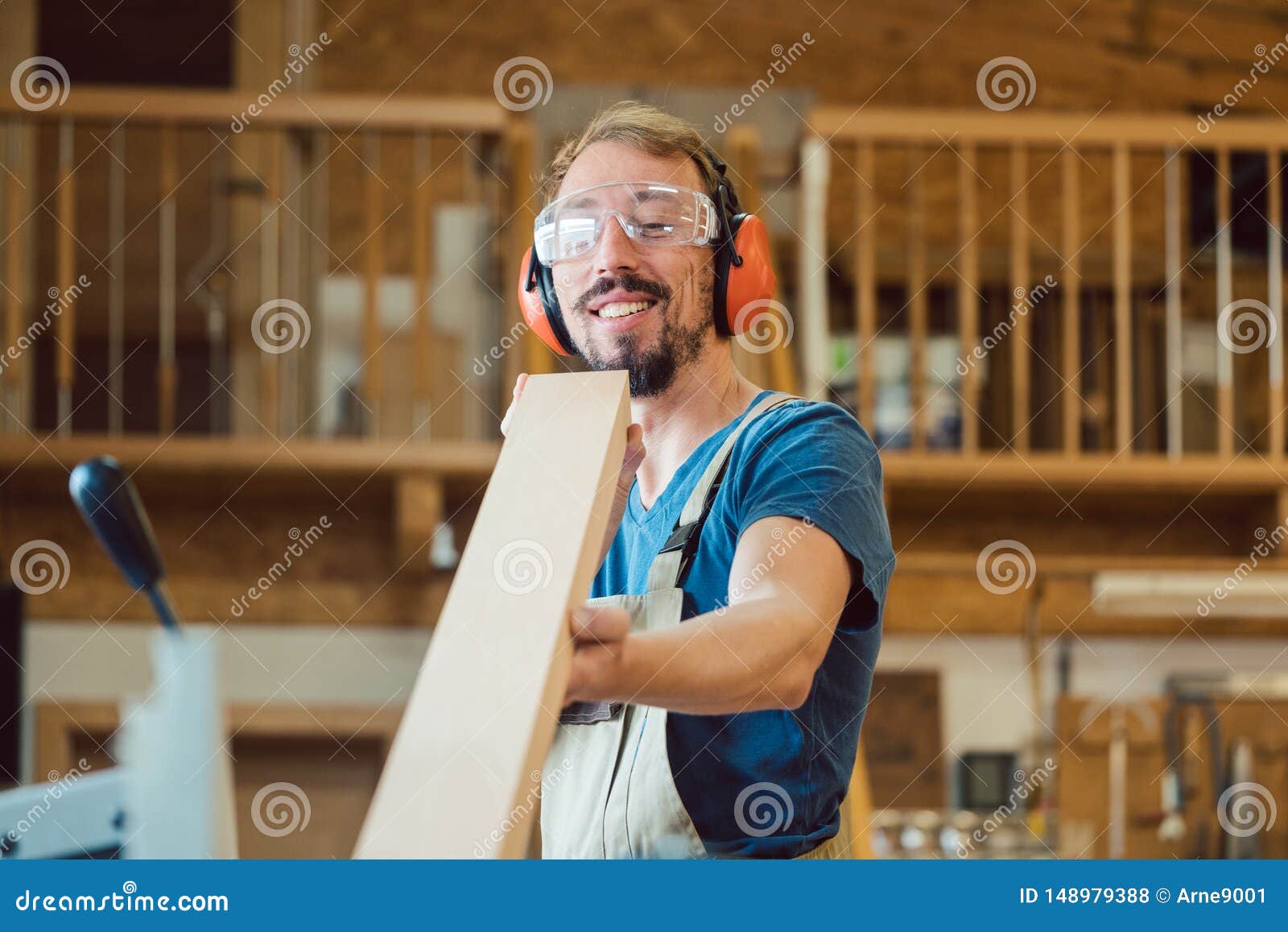 Carpenter Checking Wooden Beam Royalty-Free Stock Photo | CartoonDealer ...