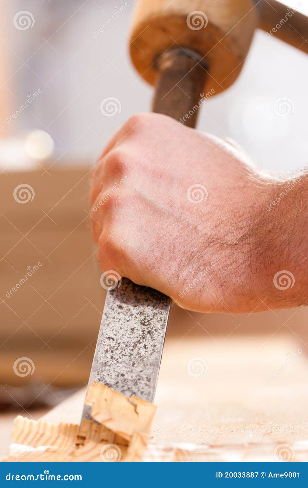 Carpenter with Chisel and Hammer Stock Image - Image of carpenter, work ...