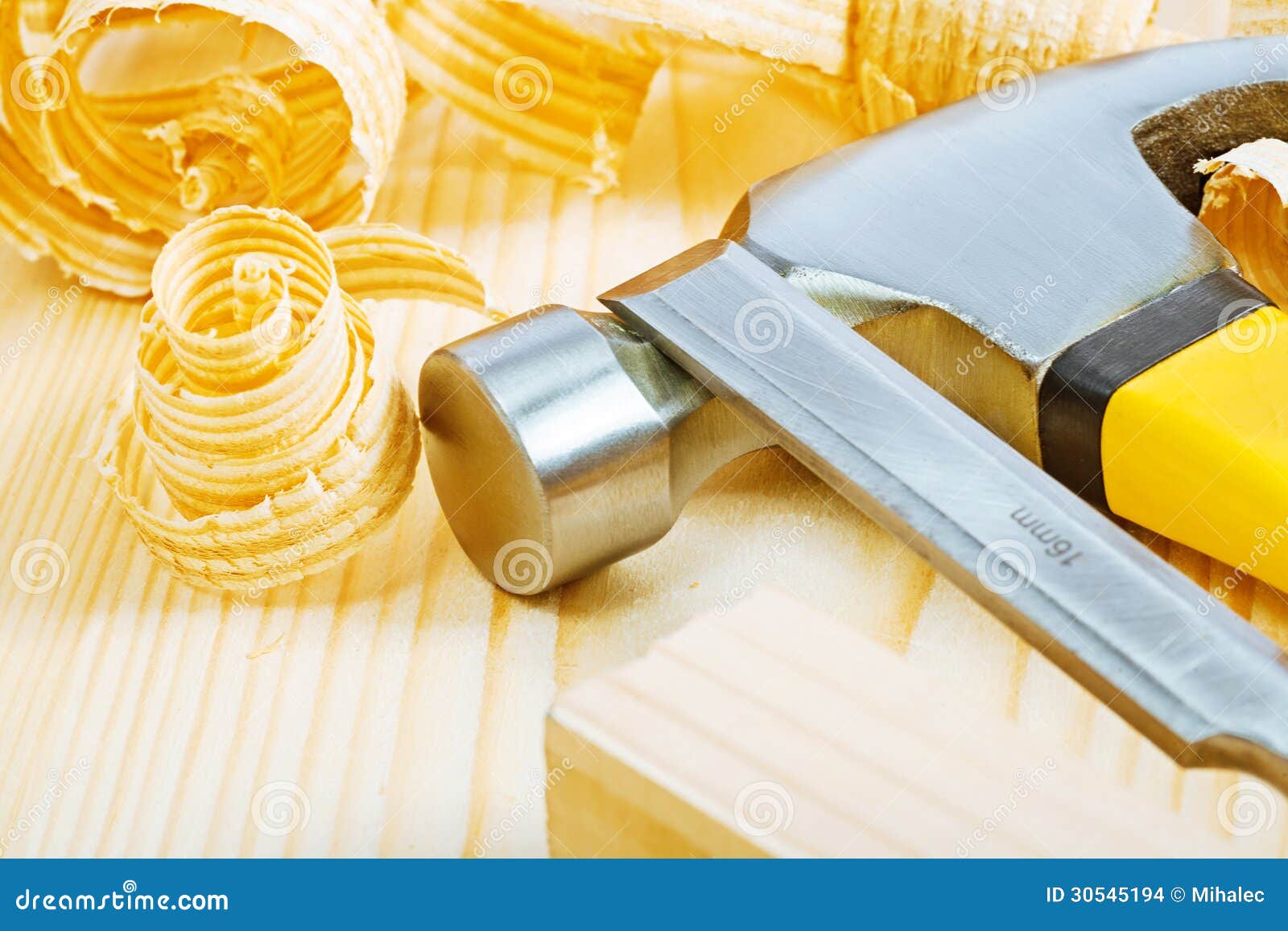 Carpenter Chisel on Hammer and Boards Stock Photo - Image of shavings ...