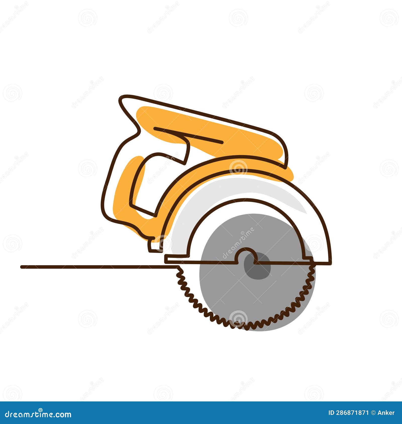 Carpenter Circular Saw Icon. Continuous One Line Drawing Stock ...