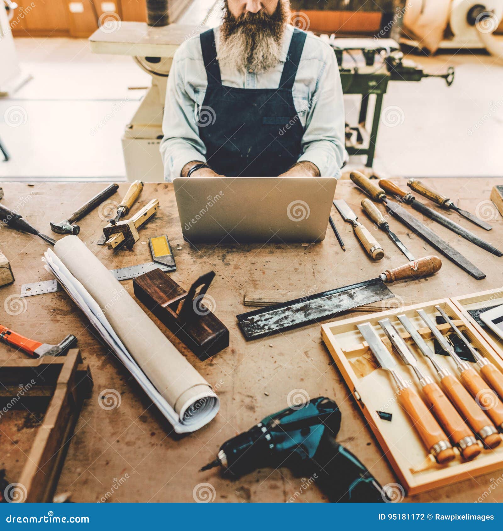 Carpenter Craftsman Handicraft Wooden at Workshop Stock Photo - Image ...