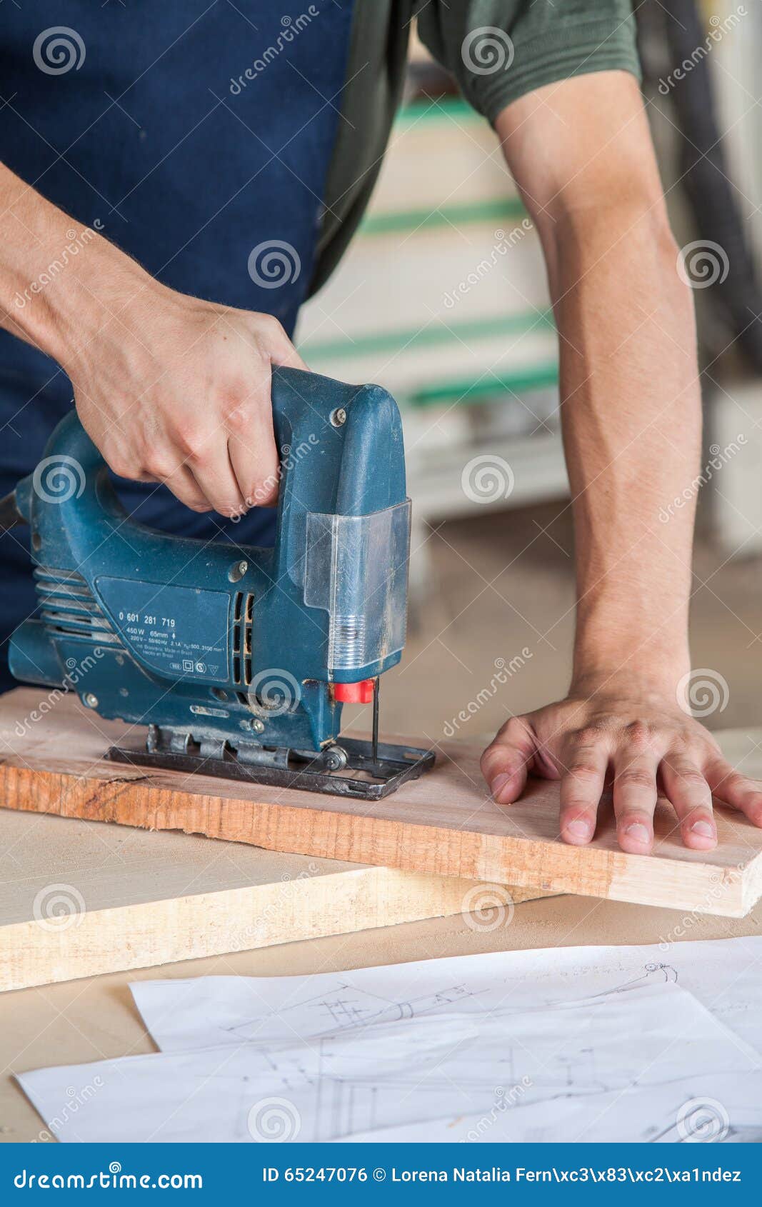 Carpenter Cut with a Machine Stock Photo - Image of caucasian ...