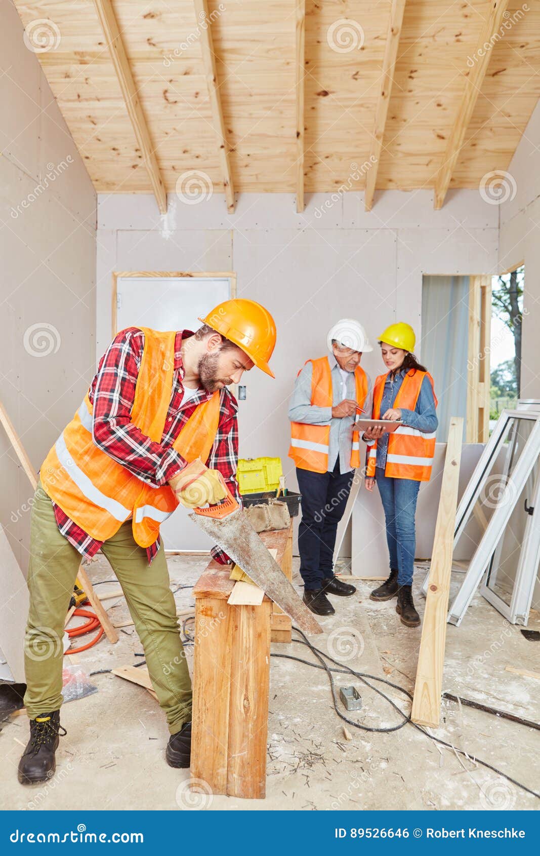 Carpenter cutting wood stock photo. Image of artisan - 89526646