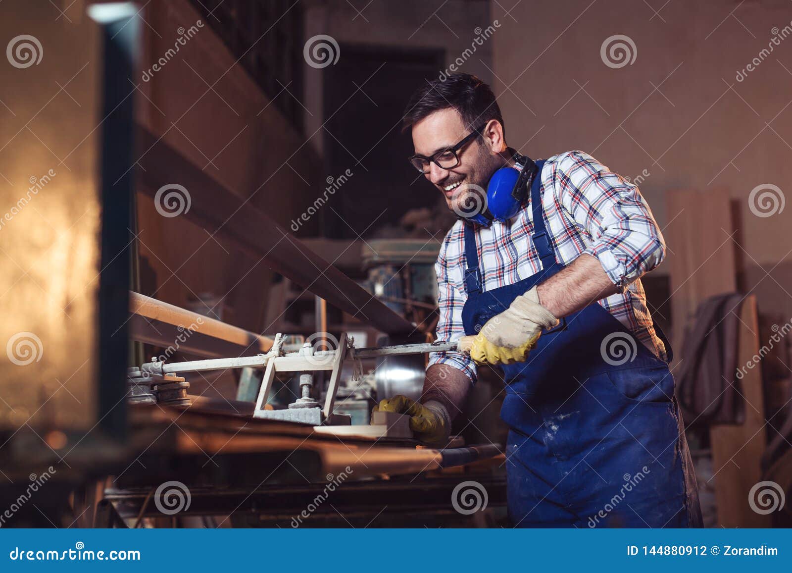 Carpenter Doing His Job in Carpentry Workshop Stock Photo - Image of ...