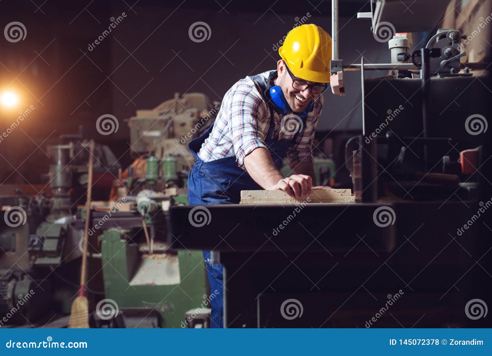Carpenter Doing His Job in Carpentry Workshop. Stock Photo - Image of ...