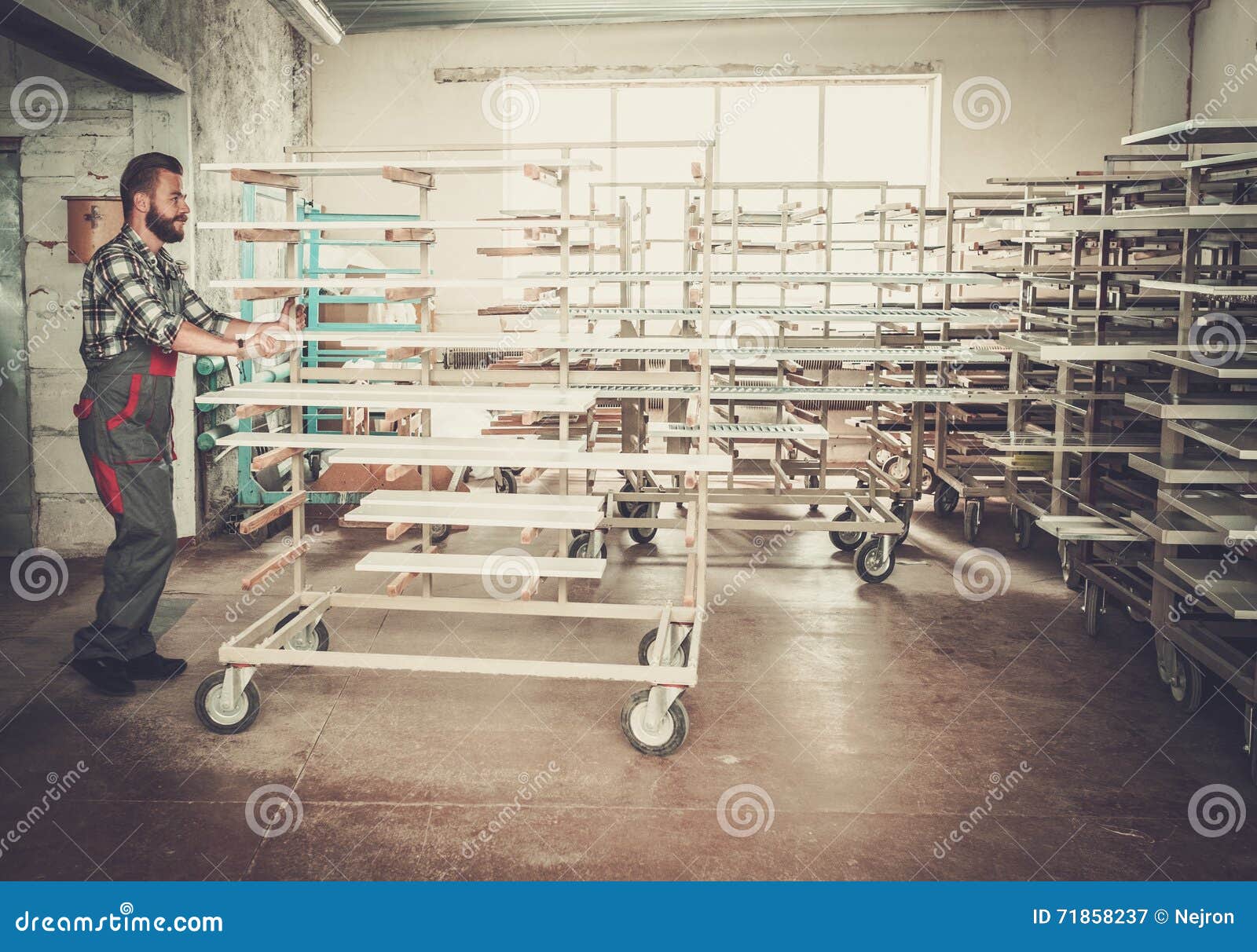 Carpenter Doing His Work in Carpentry Workshop. Stock Image - Image of ...