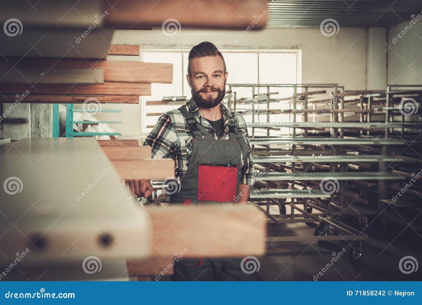 Carpenter Doing His Work in Carpentry Workshop. Stock Photo - Image of ...