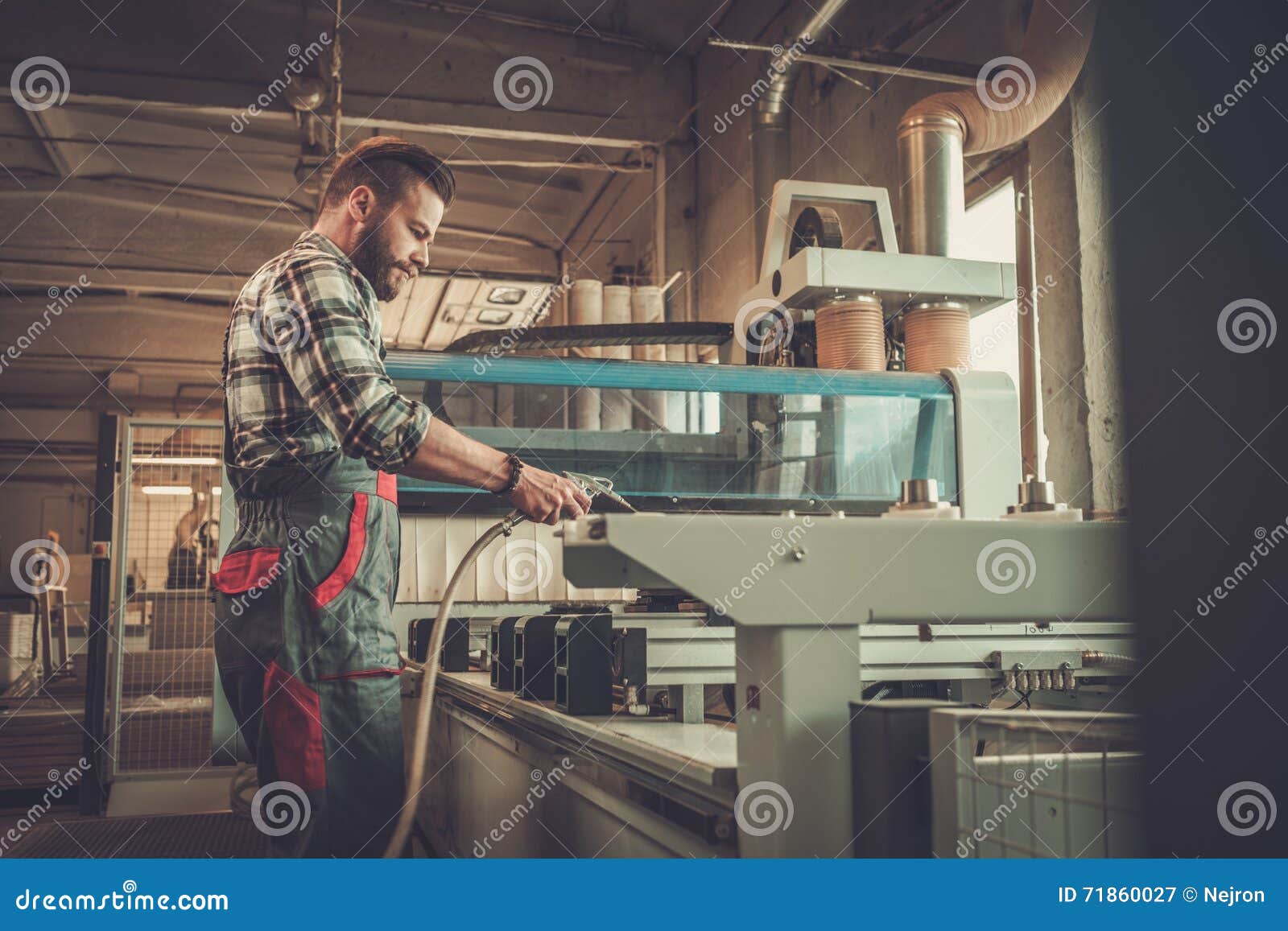 Carpenter Doing His Work in Carpentry Workshop. Stock Image - Image of ...