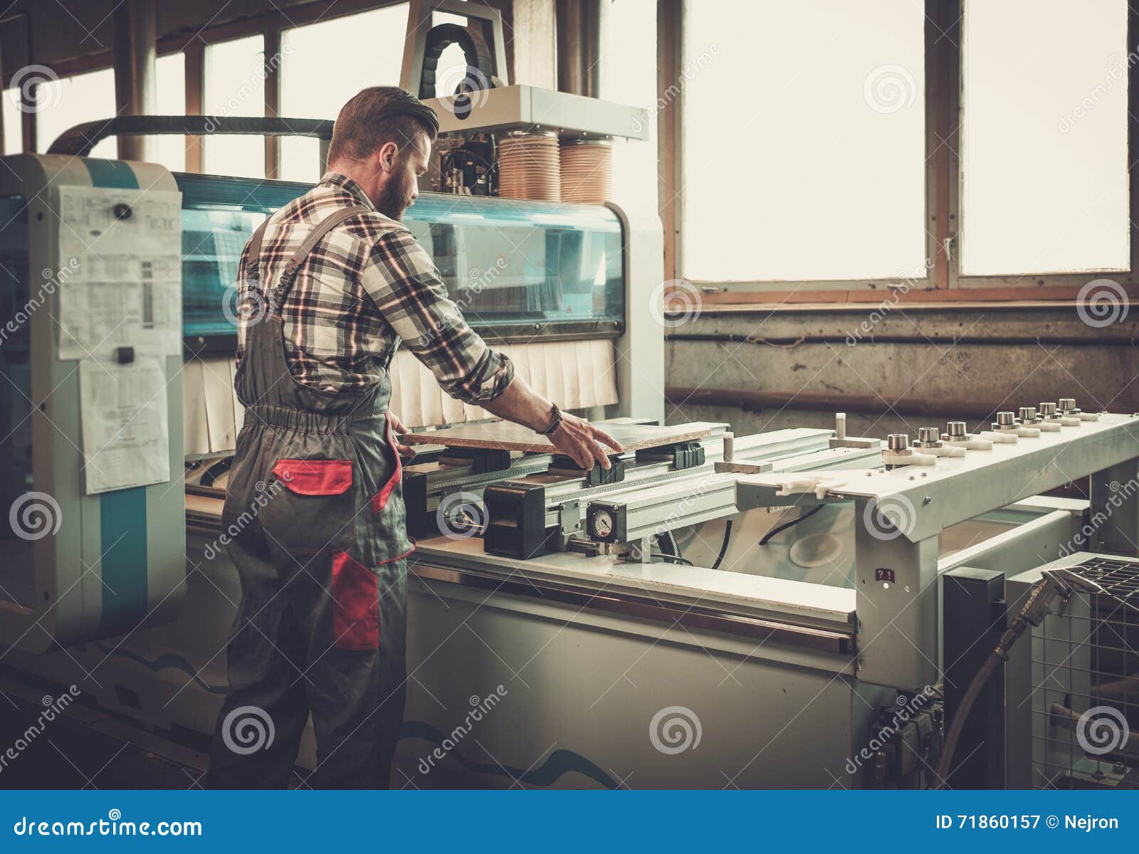 Carpenter Doing His Work in Carpentry Workshop. Stock Image - Image of ...
