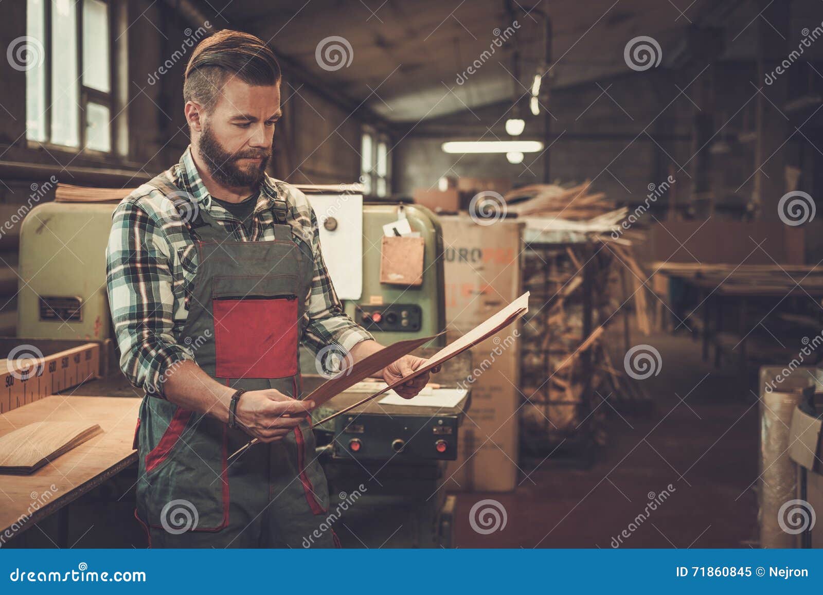 Carpenter Doing His Work in Carpentry Workshop. Stock Image - Image of ...
