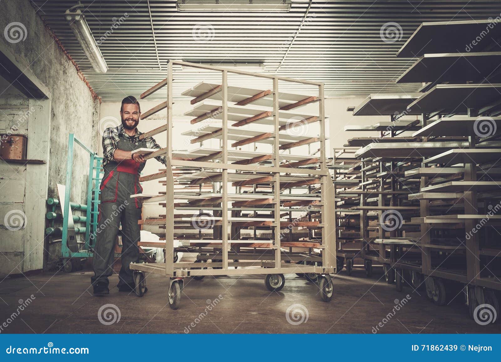 Carpenter Doing His Work in Carpentry Workshop. Stock Image - Image of ...