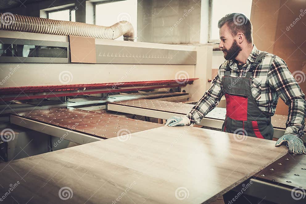 Carpenter Doing His Work in Carpentry Workshop. Stock Image - Image of ...