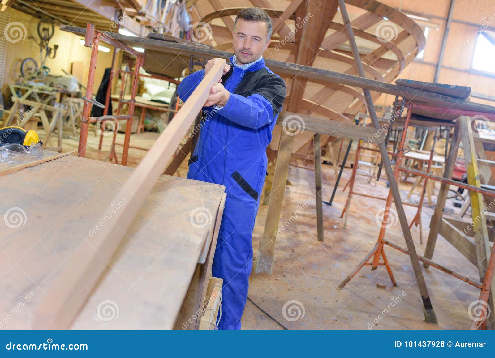 Carpenter Doing Job in Carpentry Workshop Stock Photo - Image of ...
