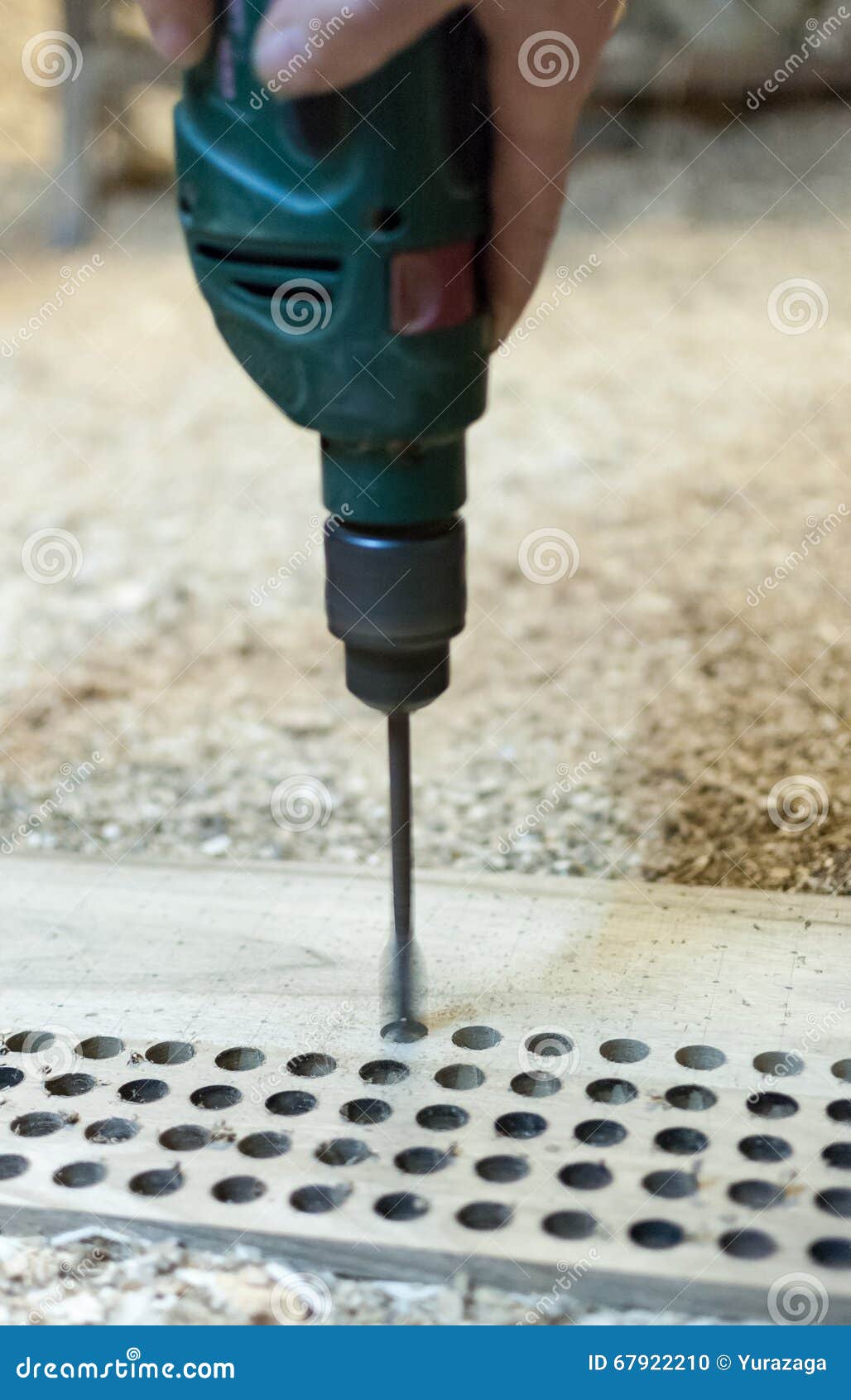 Carpenter is Drilling a Board with Drill Stock Photo - Image of ...