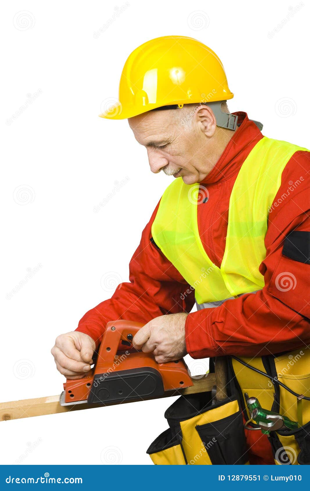 Carpenter with Electric Plane Stock Image - Image of plane, tools: 12879551