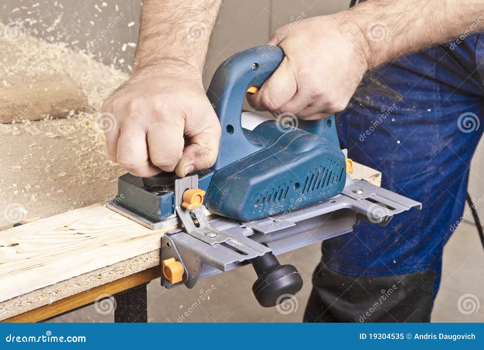 Carpenter with Electric Plane Stock Image - Image of power, machine ...