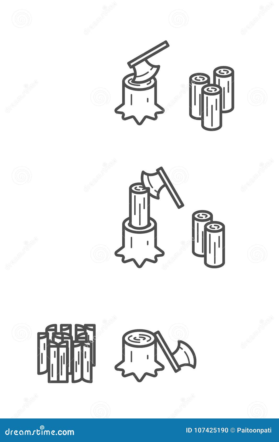 Carpenter Equipment Tool Set Step of Chopping Timber by Axe on S Stock ...