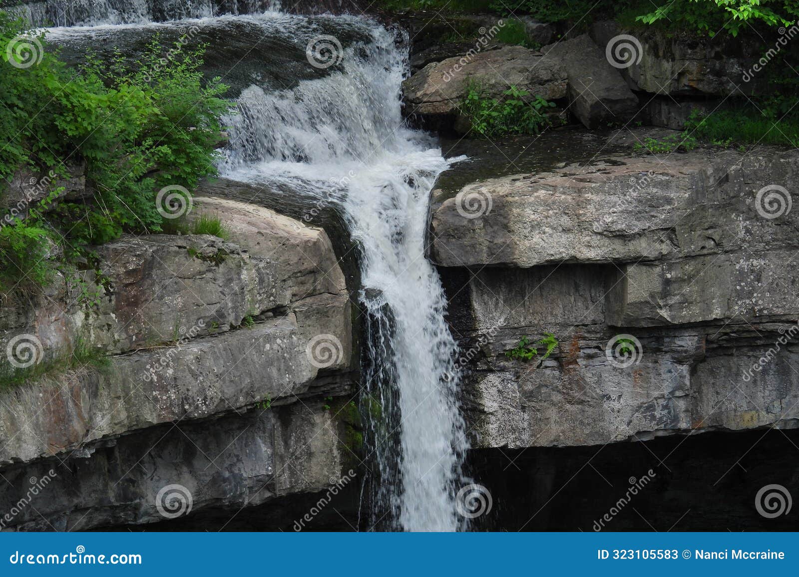 Carpenter Falls in NYS FingerLakes Closeup of Rocky Ledge Caprock Stock ...