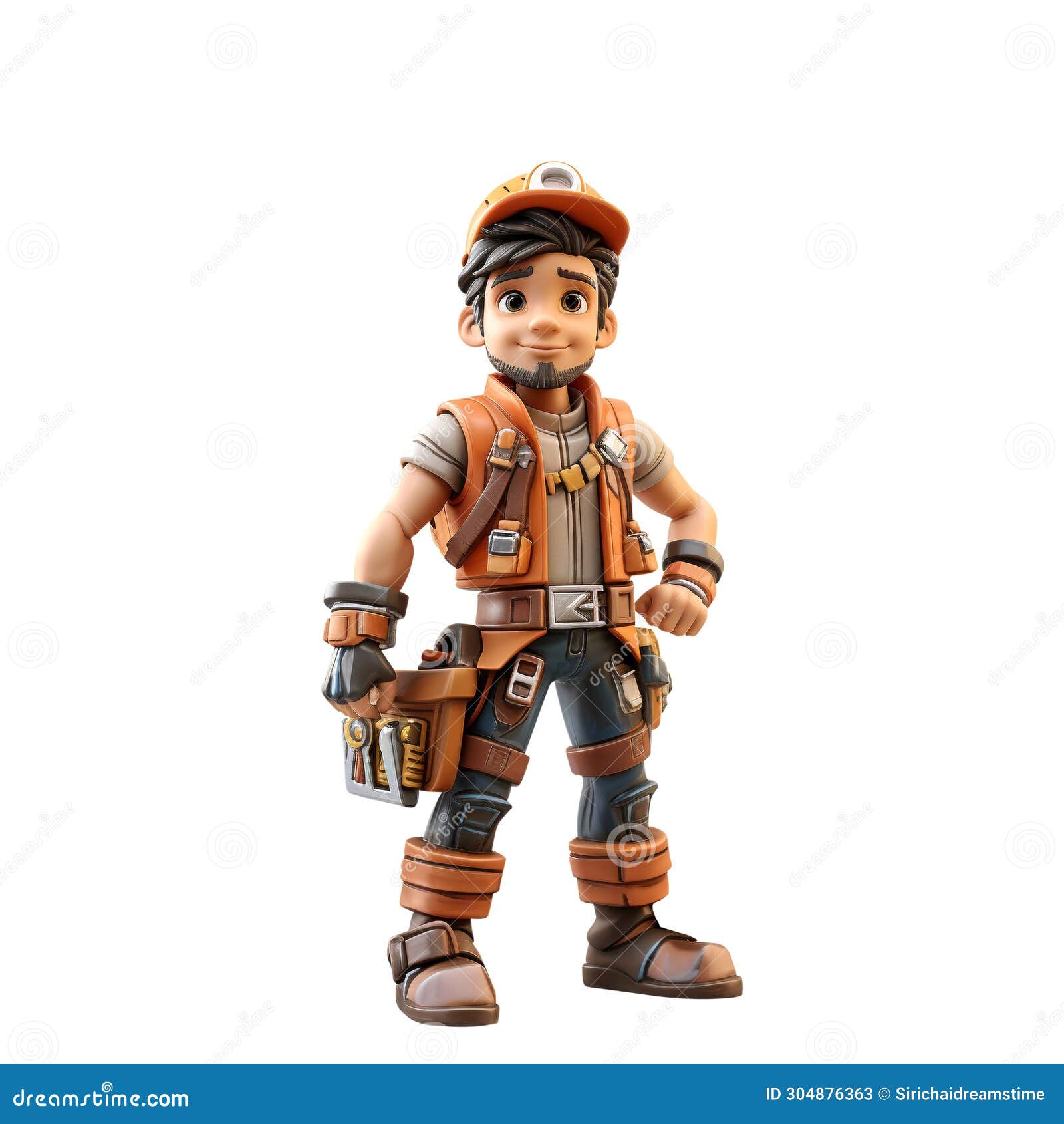 Carpenter Figure Model Standing On White Background, AI Generated Stock ...
