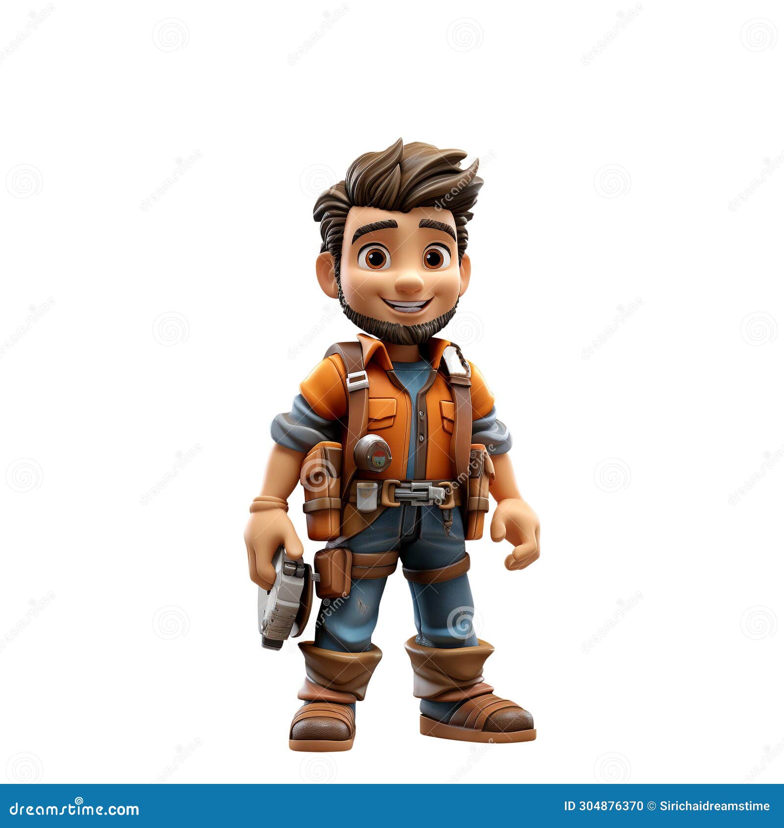 Carpenter Figure Model Standing Isolated on White Background, AI ...