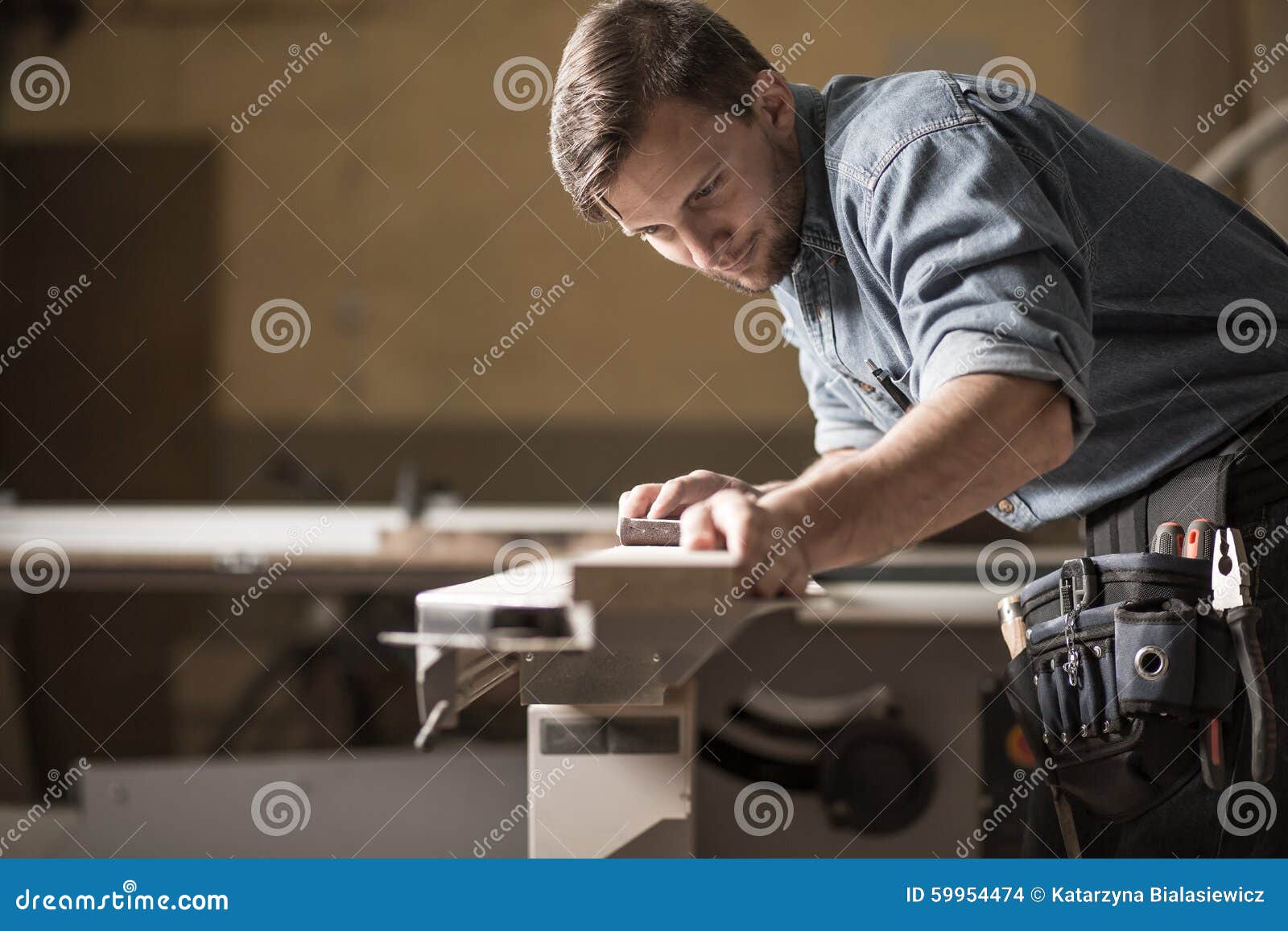 Carpenter Focused on His Work Stock Photo - Image of smile, happy: 59954474