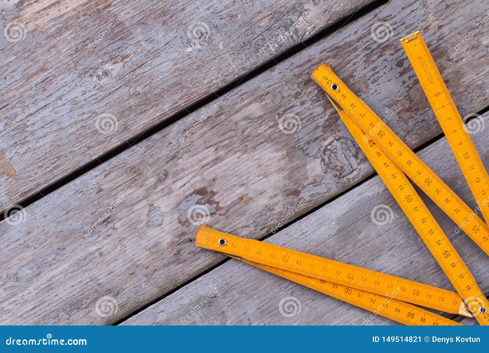 Carpenter folding ruler. stock image. Image of length - 149514821