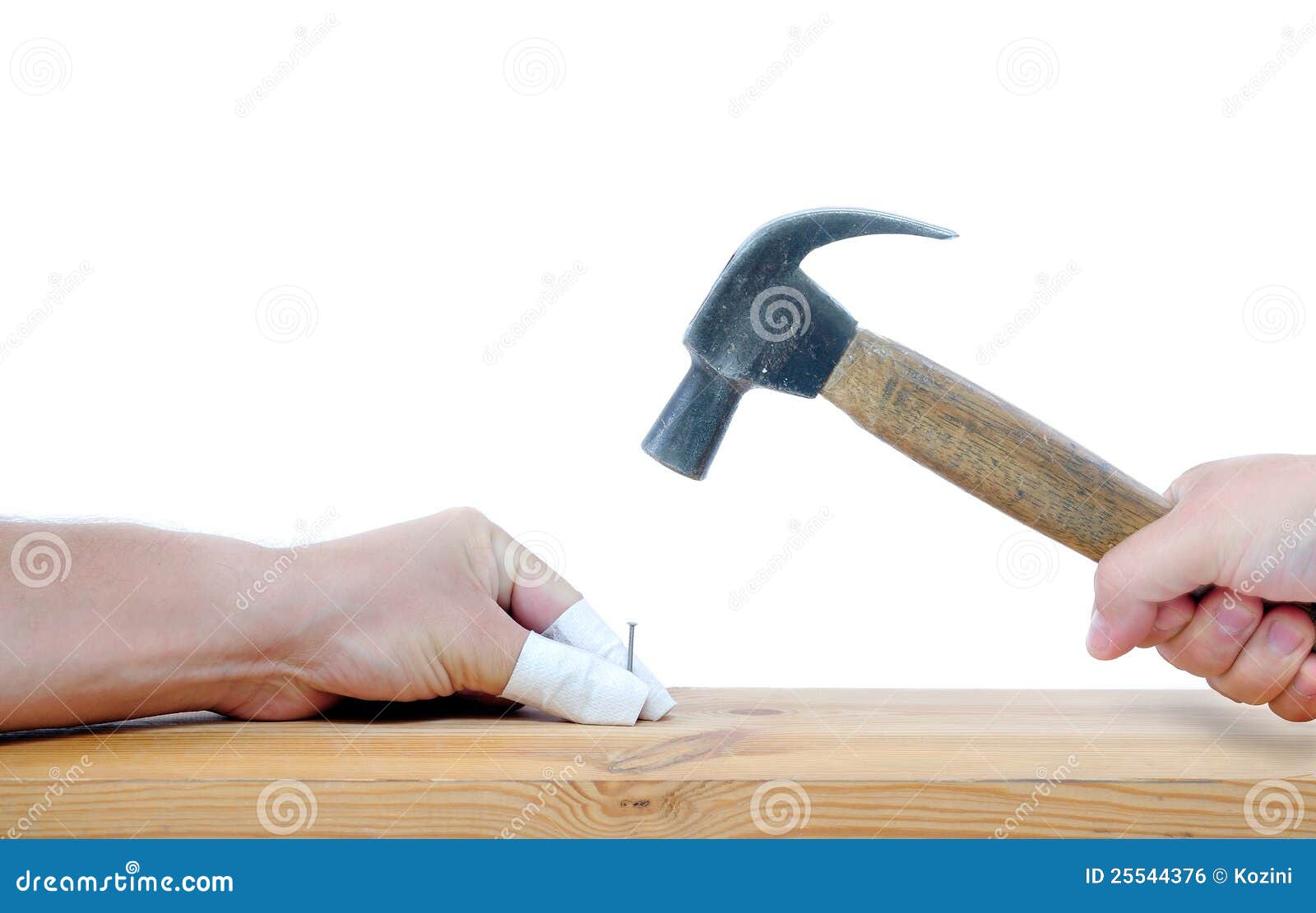 Carpenter with Hammer and Injured Fingers Stock Photo - Image of ...