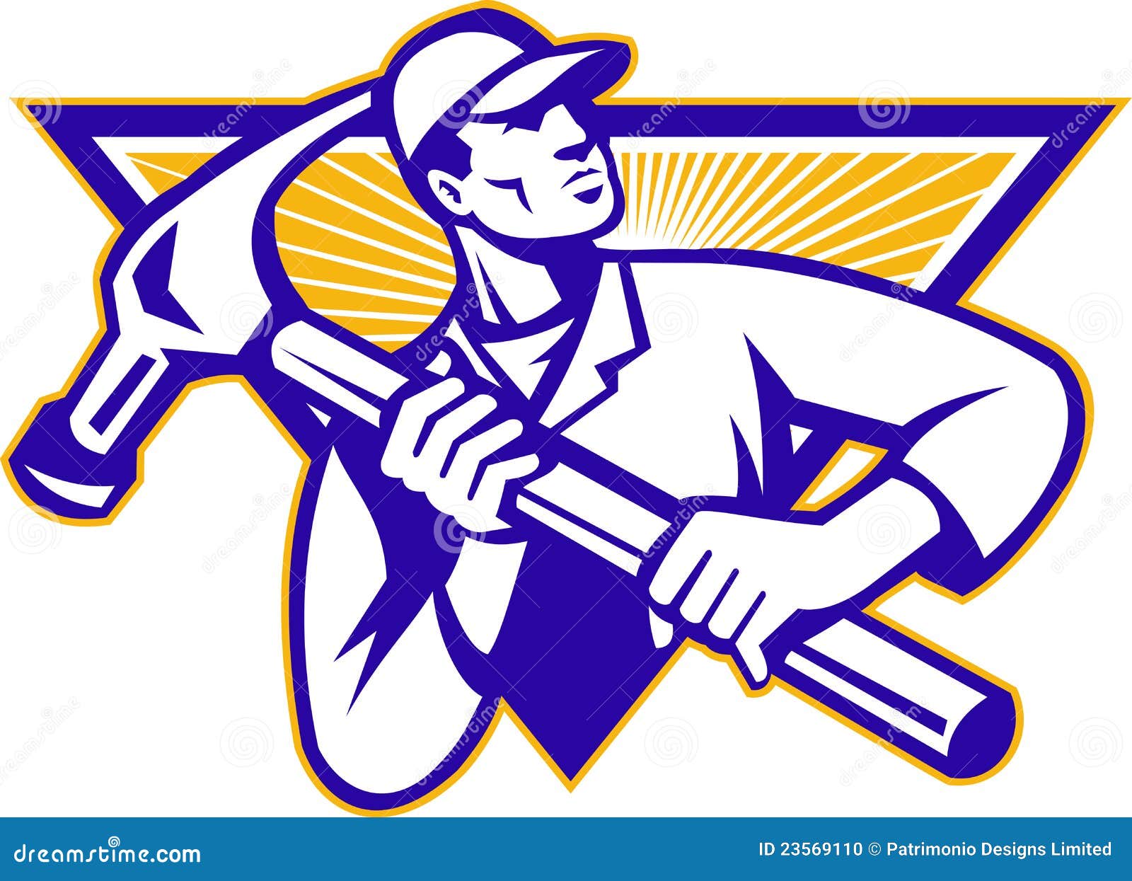 Carpenter with Hammer Retro Stock Vector - Illustration of repairman ...