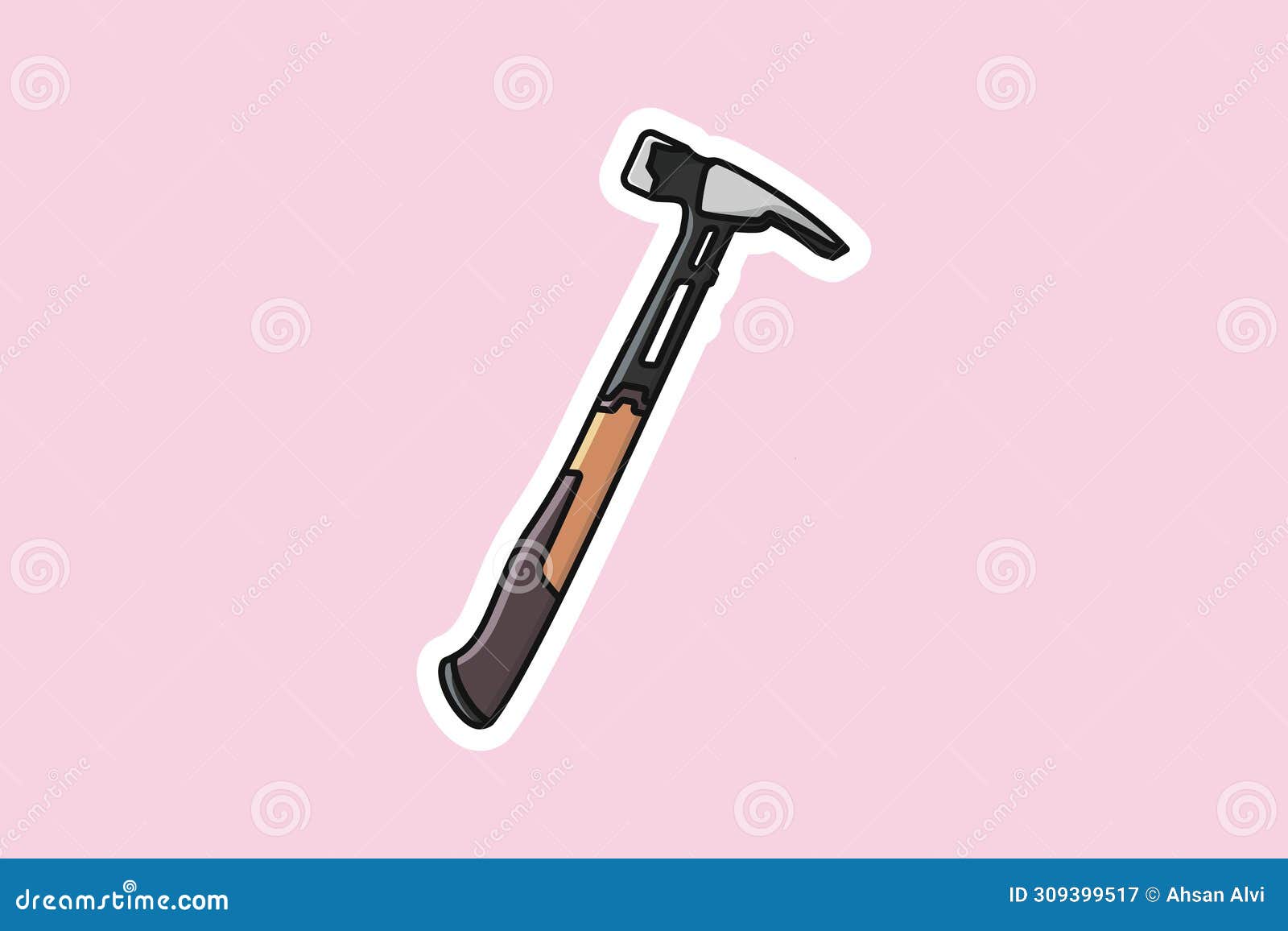 Carpenter Hammer Tool Sticker Vector Illustration. Carpentry and ...