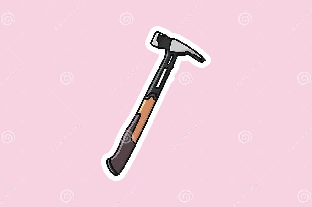 Carpenter Hammer Tool Sticker Vector Illustration. Carpentry and ...