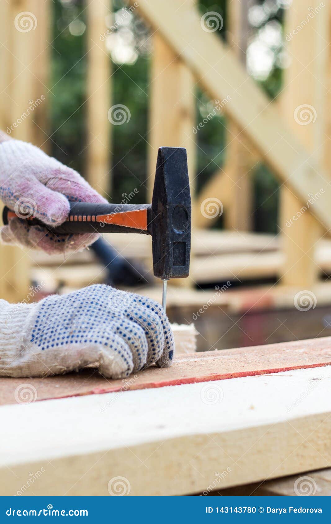 Carpenter Hammering a Nail into Wooden Plank Stock Photo - Image of ... Carpenter Hammering a Nail into Wooden Plank Stock Photo - Image of ...