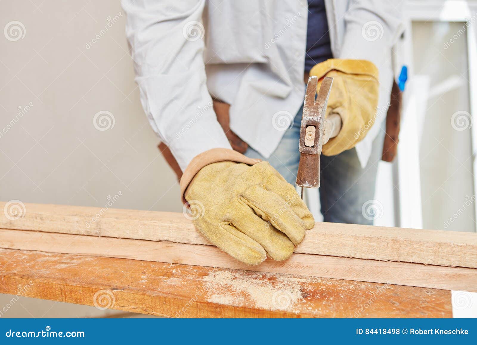 Carpenter Hammering on Wood Stock Photo - Image of handyman, craftsman ...