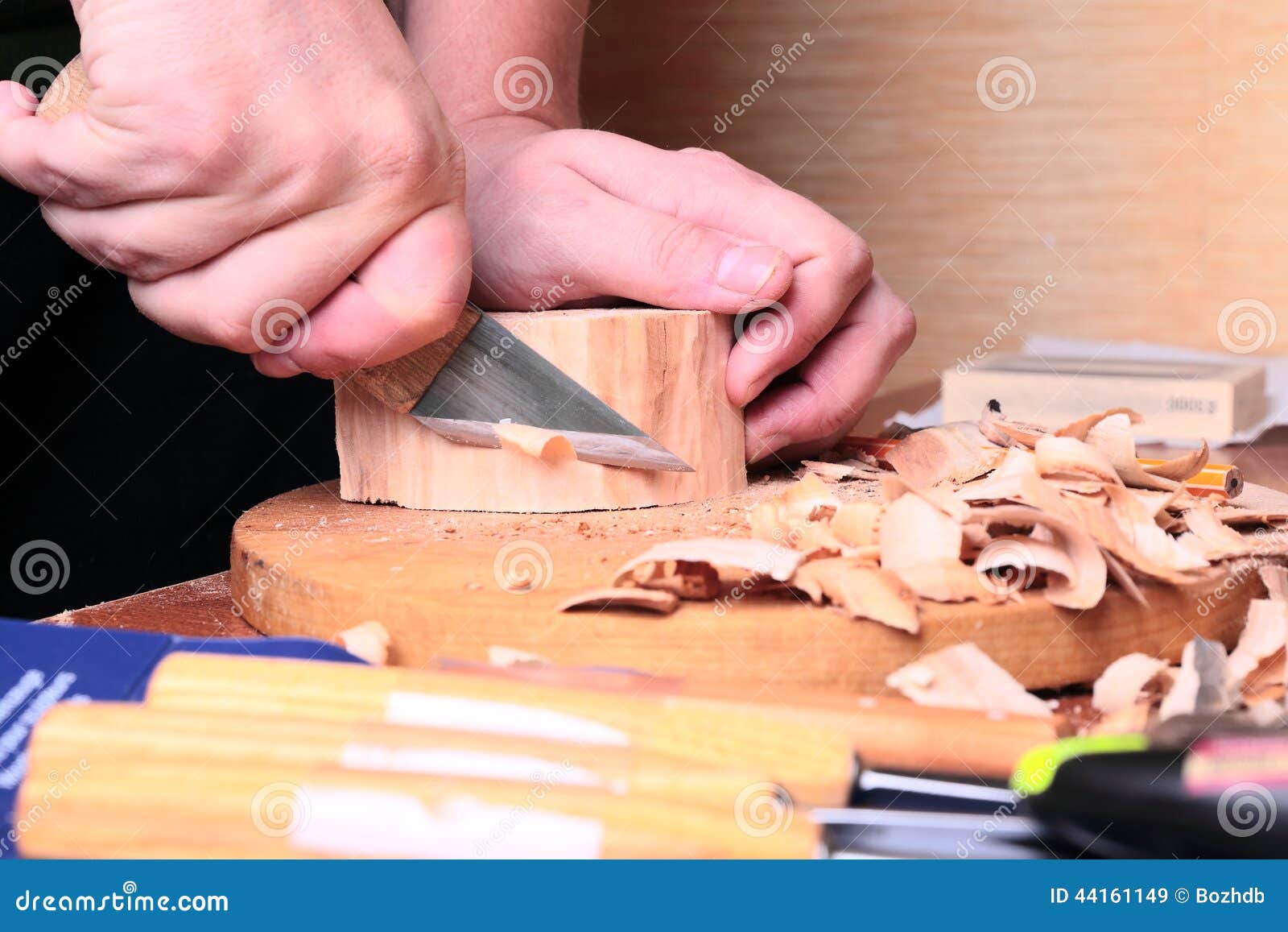 Carpenter Hand Carving Wood Stock Image - Image of artistic, experience ...