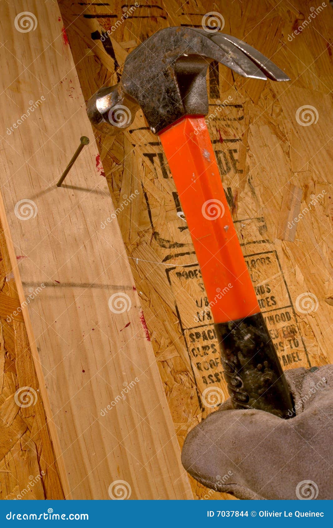 Carpenter Hand Nailing with a Construction Hammer Stock Photo - Image ...