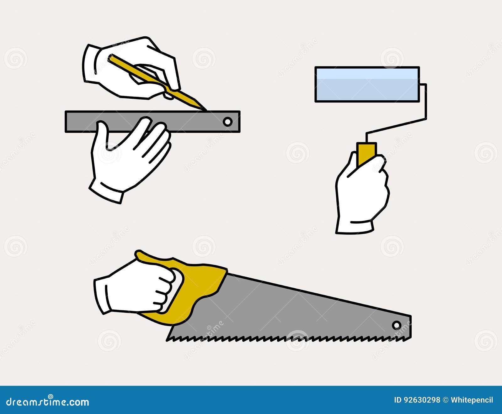 Carpenter hand tools stock vector. Illustration of draw - 92630298