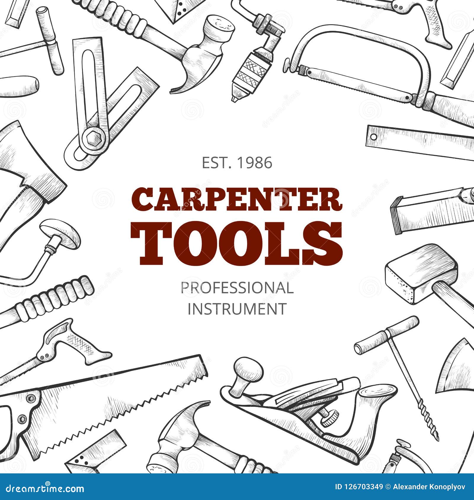 Carpenter Hand Tools and Professional Instruments Set Frame Stock ...
