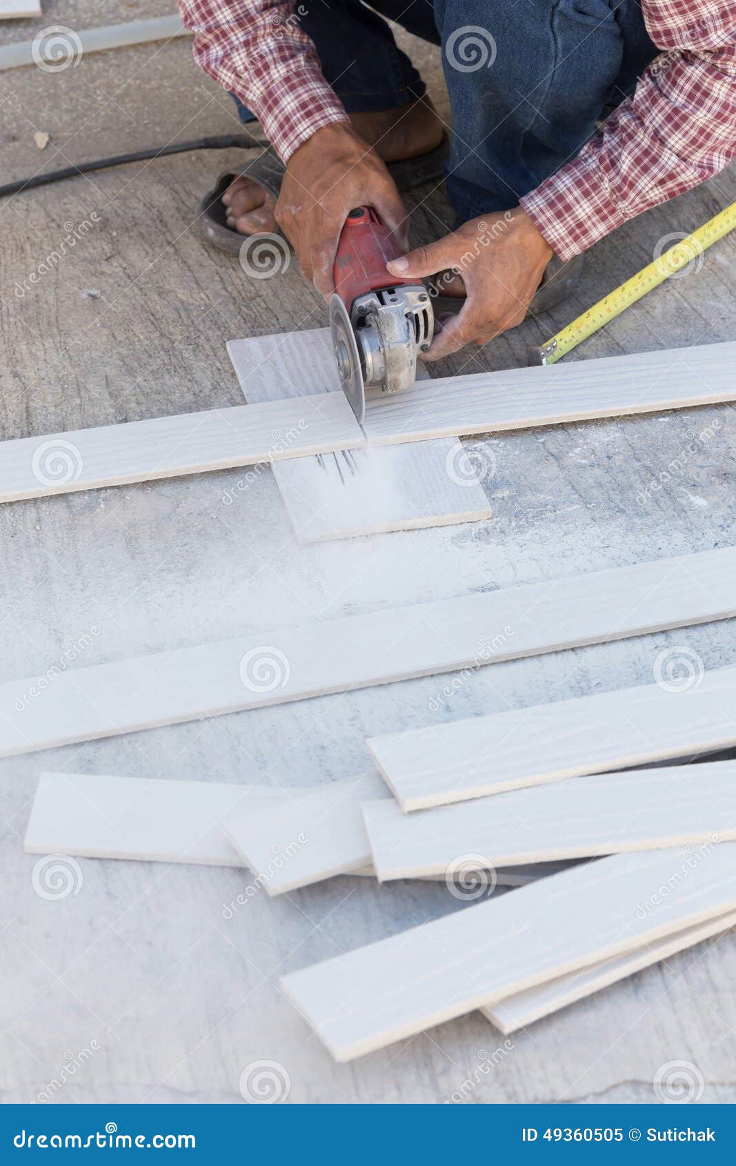 Carpenter Hands Using Electric Saw on Wood Stock Image - Image of ...