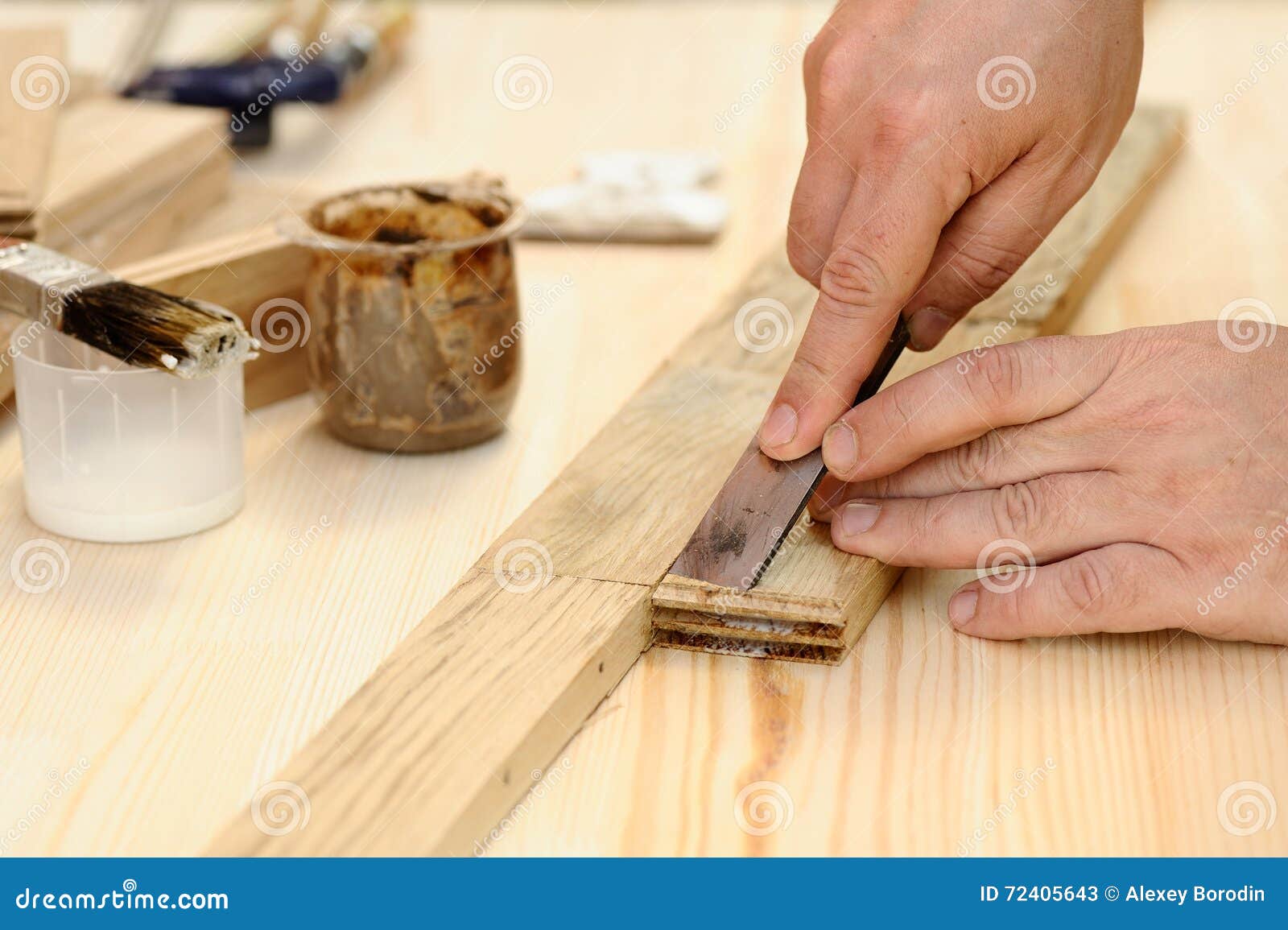 Carpenter Hands at Work with Chisel Stock Image - Image of chisel ...