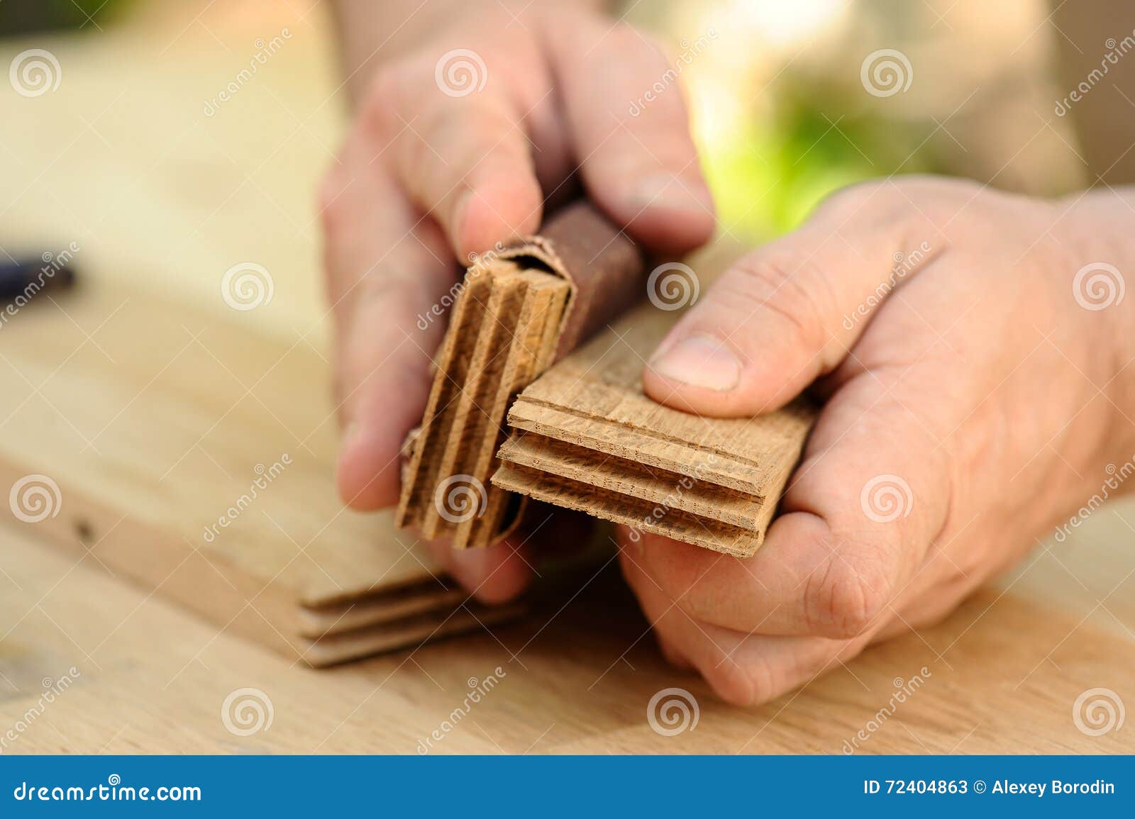 Carpenter Hands at Work with Wooden Boards Stock Image - Image of table ...