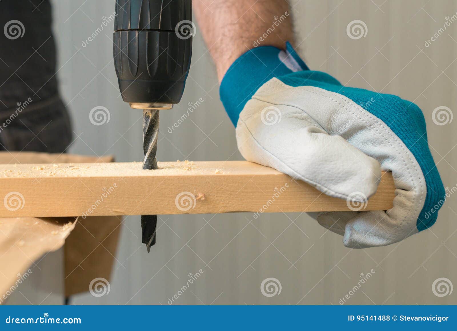 Carpenter Handyman Using Electric Drill Stock Photo - Image of builder ...