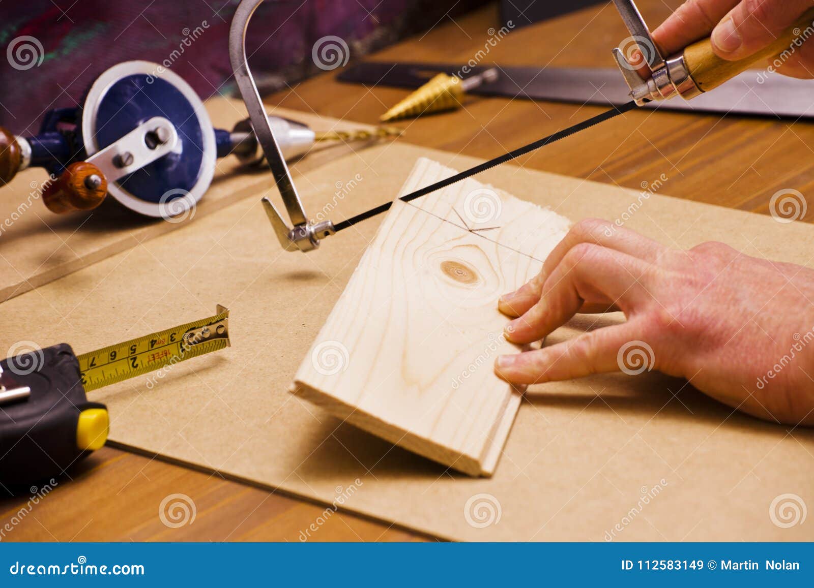 Carpenter at Work Cutting Pine Wood Stock Image - Image of tool, pencil ...