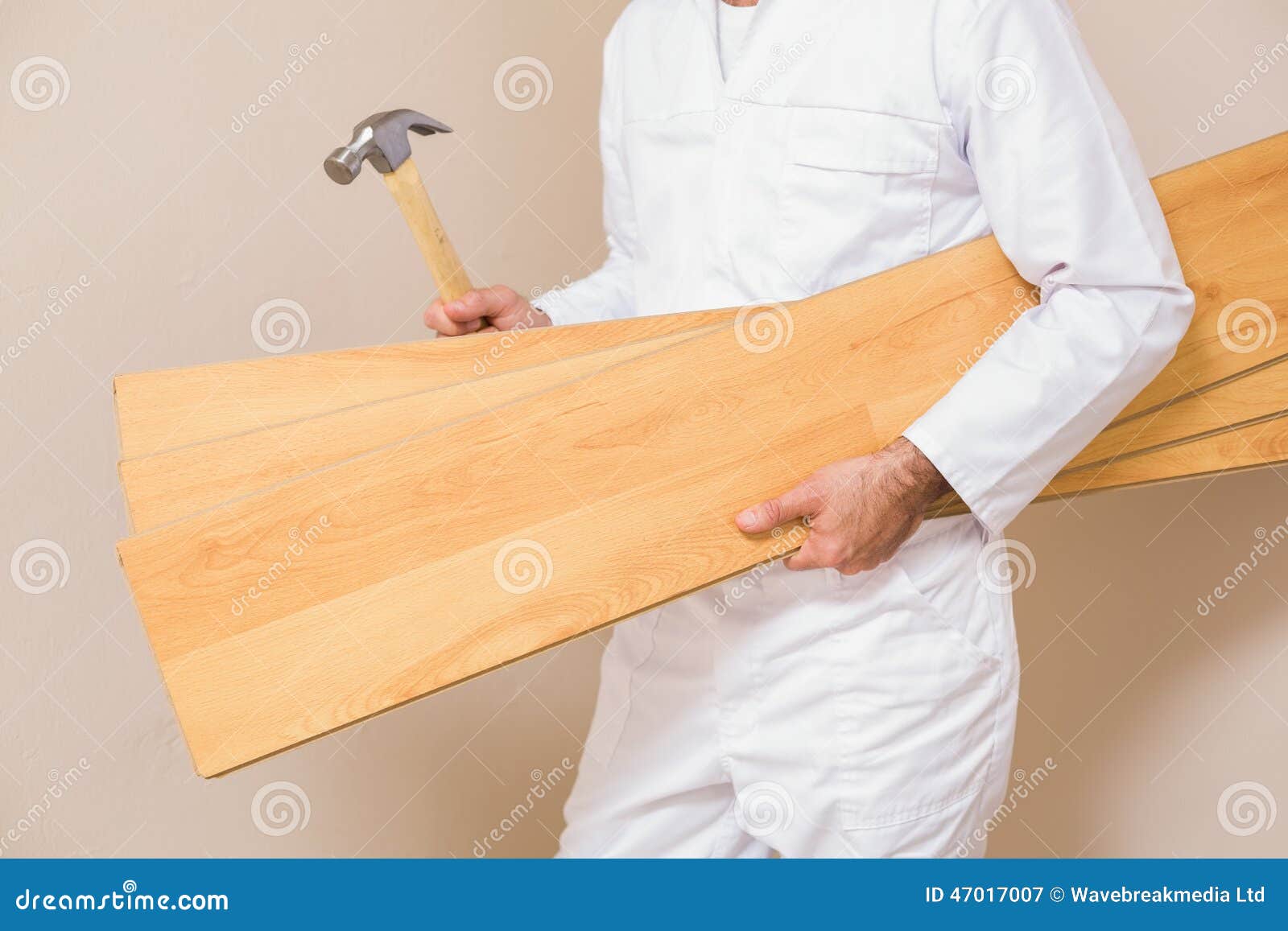Carpenter Holding Planks and Hammer Stock Image - Image of skill ...