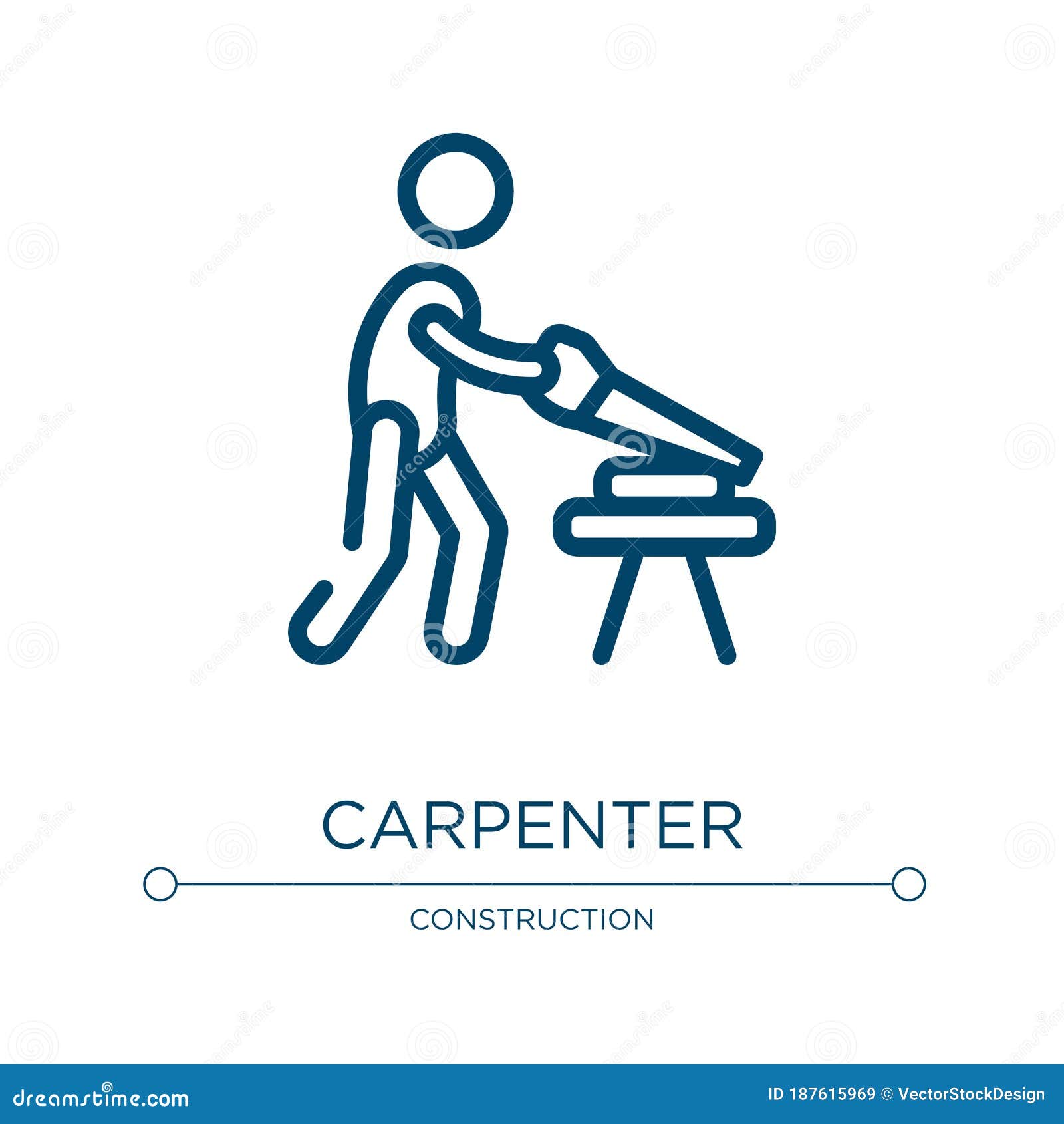 Carpenter Icon. Linear Vector Illustration from Carpentry Collection ...