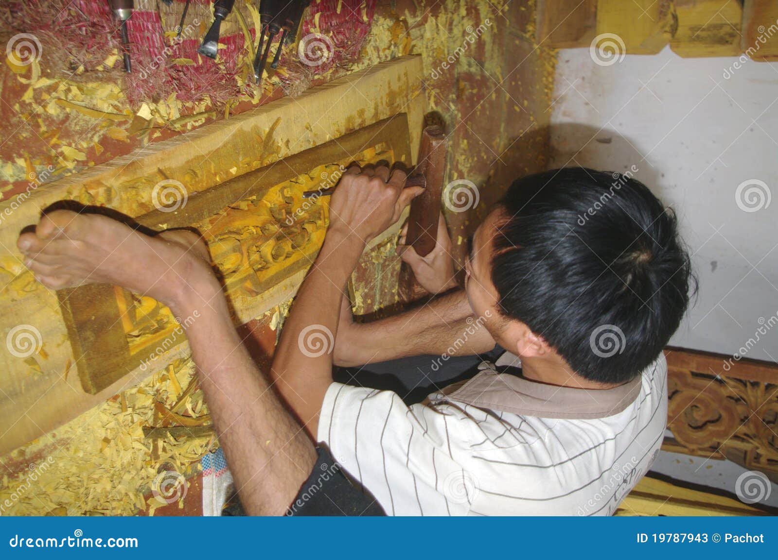 Carpenter laborer stock image. Image of chisel, wood - 19787943